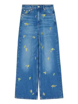 GANNI Lari Floral Print Jeans - Blue