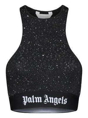 Palm Angels Embellished Cropped Top - Black