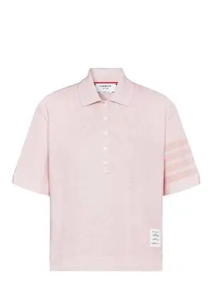 Thom Browne 4-bar Jersey Polo Top - Light Pink