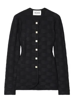 Tove Uma Jacquard-knit Cardigan - Black