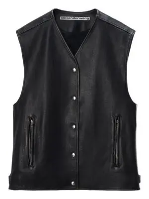 Alexander Wang Boxy Moto Vest - Black