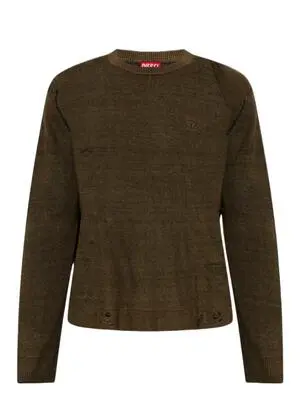 DIESEL® Distressed Fine Knit Sweater - Brown