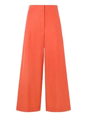 JOSEPH Thurlow Silk And Cotton-blend Wide-leg Pants - Orange