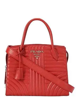 Prada Quilted Logo Handbag - Red