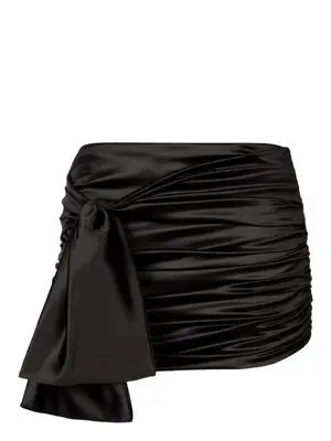 Dolce & Gabbana Satin Mini Skirt With Side Bow Detail - Black