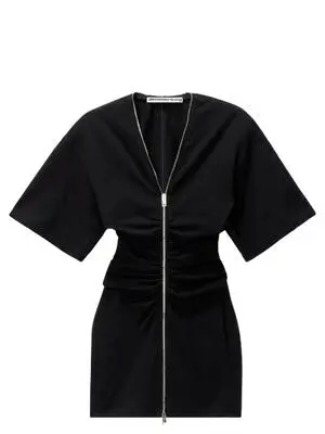 Alexander Wang Zip-up Ruched Mini Dress - Black