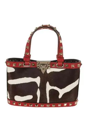 Valentino Garavani Valentino Garavani Rockstud Animal Patterned Tote Bag Black