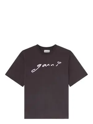 GANNI Embroidered Logo T-shirt - Phantom