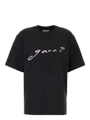 GANNI Embroidered Logo T-shirt - Phantom