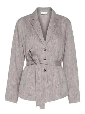 Marella Long-sleeved Belted Jacket - Gray