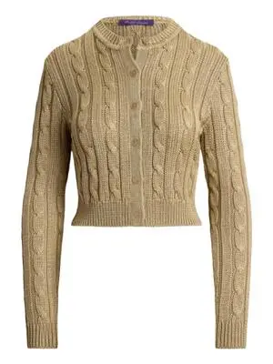 Ralph Lauren Cropped Cable Knit Cardigan - Beige