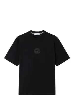 Stone Island Camo Compass Printed Crewneck T-shirt - Black