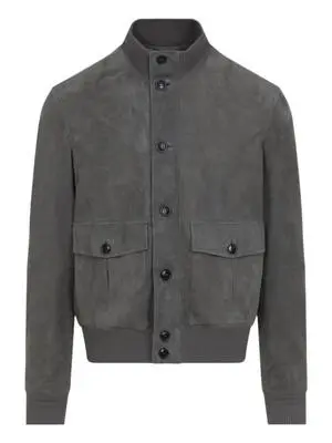 Zegna Leather Jacket With Stand Collar - No