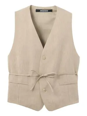 Jacquemus Belted Sleeveless Blazer - Light Brown