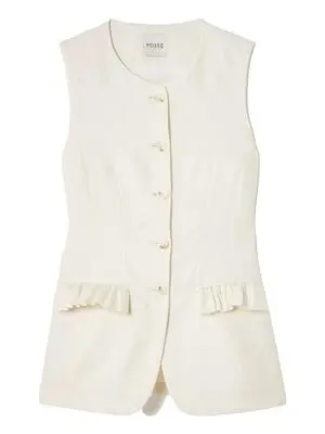 Posse Sleeveless Vest With Ruffle Trim - Cream