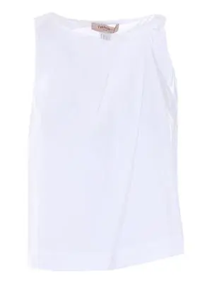TWINSET Ruched Sleeveless Top With Draped Design - No