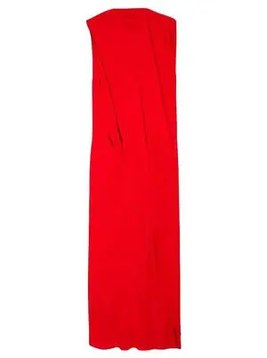 Balenciaga Draped Asymmetrical Maxi Dress - Sunset Red