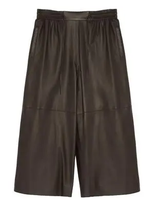 YVES SALOMON Yves Salomon Leather Wide-Leg Trousers Brown
