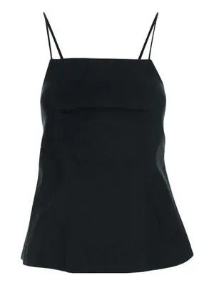 SEMICOUTURE Linen Cut-out Top With Thin Straps - Black