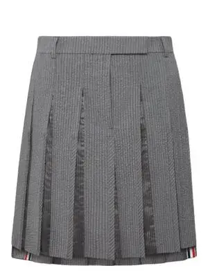 Thom Browne Seersucker Pleated Mini Skirt - Light Gray