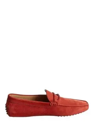 TOD'S Leather Loafers With Logo Detail - Red