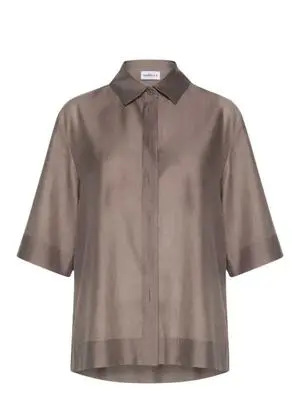 Marella Collared Shirt With Pleated Back Detail - Gray
