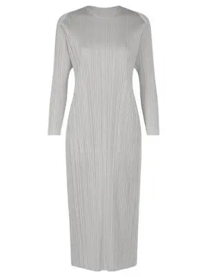 PLEATS PLEASE BY ISSEY MIYAKE Pleated Midi Dress - Light Gray