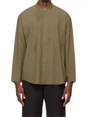 Issey Miyake Long-sleeved Applique Shirt - Khaki