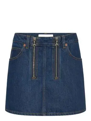 MARINE SERRE Zippered Denim Skirt - Blue