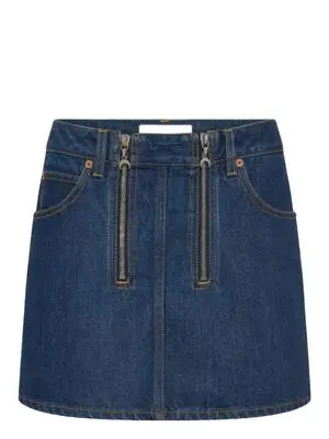 MARINE SERRE Zippered Denim Skirt - Blue