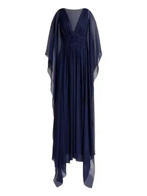 Alberta Ferretti Silk Creponne Evening Dress - Blue
