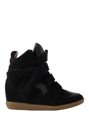 ISABEL MARANT ÉTOILE Isabel Marant Suede High-Top Wedge Sneakers With Leather Trim