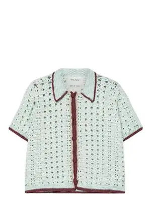 FORTE_FORTE Crochet Buttoned Shirt - Blue