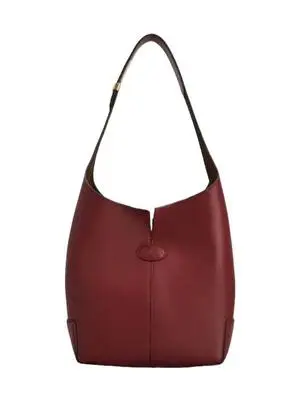 TOD'S Structured Leather Shoulder Bag - Red