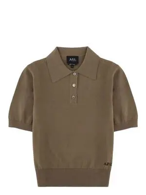 A.p.c. Short Sleeve Knitted Polo Shirt - Brown