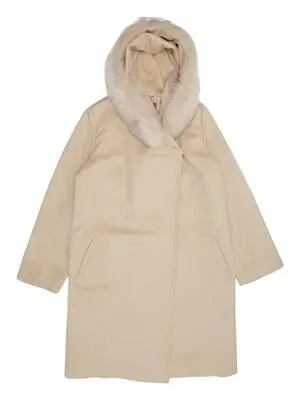 Max Mara Logo Hooded Overcoat - Nude