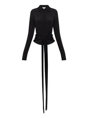 GANNI Collared Tie-front Cardigan - Black