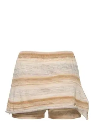 Gimaguas Ceza Striped Acrylic Blend Mini Skirt With Shorts Lining - Nude