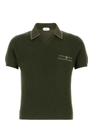 Versace Short-sleeved Knitted Polo Shirt - Darkolive