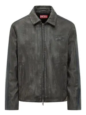 DIESEL® Zipped Jacket With Stripe Appliqués - Black