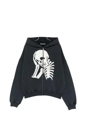 Palm Angels Skeleton Print Zip-up Hoodie - Black