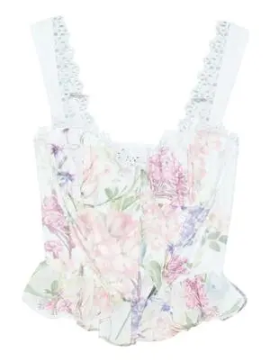 Charo Ruiz Ibiza Floret Lace Floral Top - Blue