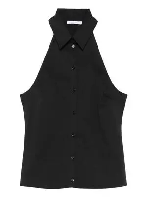 Patrizia Pepe Sleeveless Halter Neck Top With Button Closure - Black