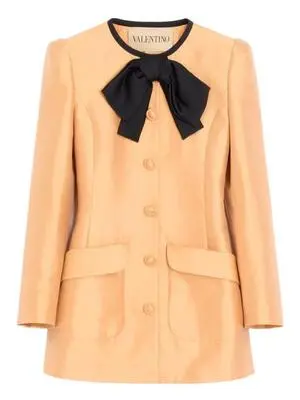 Valentino Garavani Longline Blazer With Bow Detail - Nude