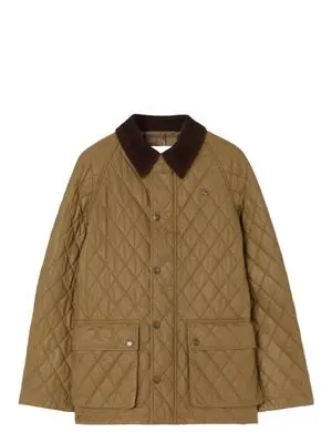 Burberry Quilted Coated Barn Jacket - Walrus Brown/hemlock Beige