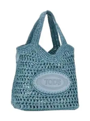 TOD'S Woven Tote Bag With Debossed Logo - Blue