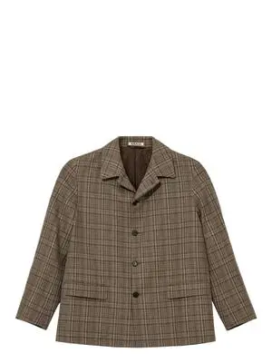 Auralee Plaid Long Sleeve Jacket - Brown