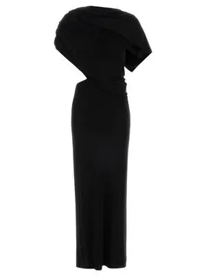Alberta Ferretti Draped One-shoulder Maxi Skirt Set - Black