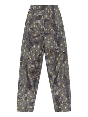 GANNI Floral-print Cargo Trousers - Gray