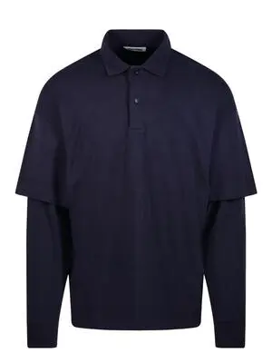 DARKPARK Long-sleeved Layered Polo Shirt - Black